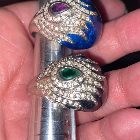 IMAN | Jewelry | Iman Stamped Cn Iman Silver Peacock Feather Rings With ...